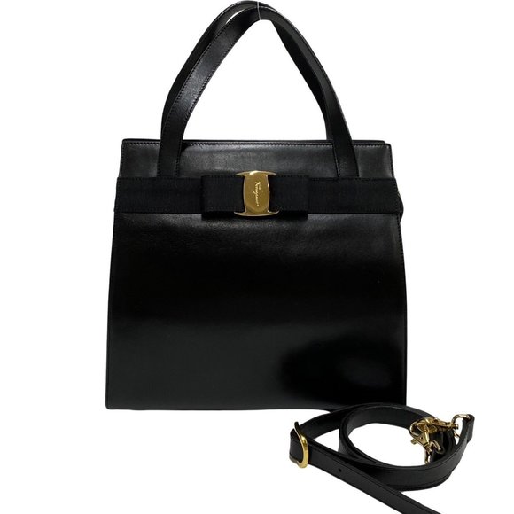 Salvatore Ferragamo | Bags | Salvatore Ferragamo Vara Ribbon Metal Fittings Calf Leather Genuine ...